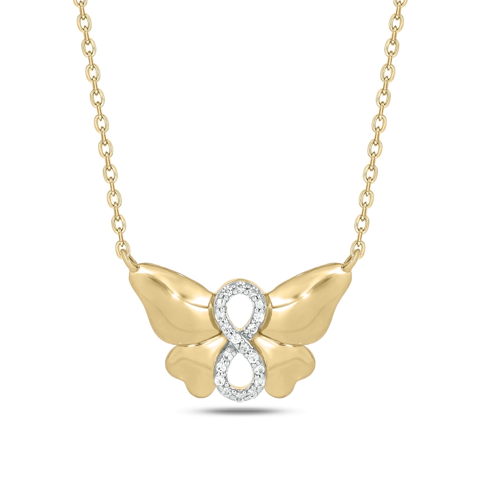 Cali Trove 1/20 Ct Diamond Butterfly Infinity Pendant Necklace | 14Kt ...