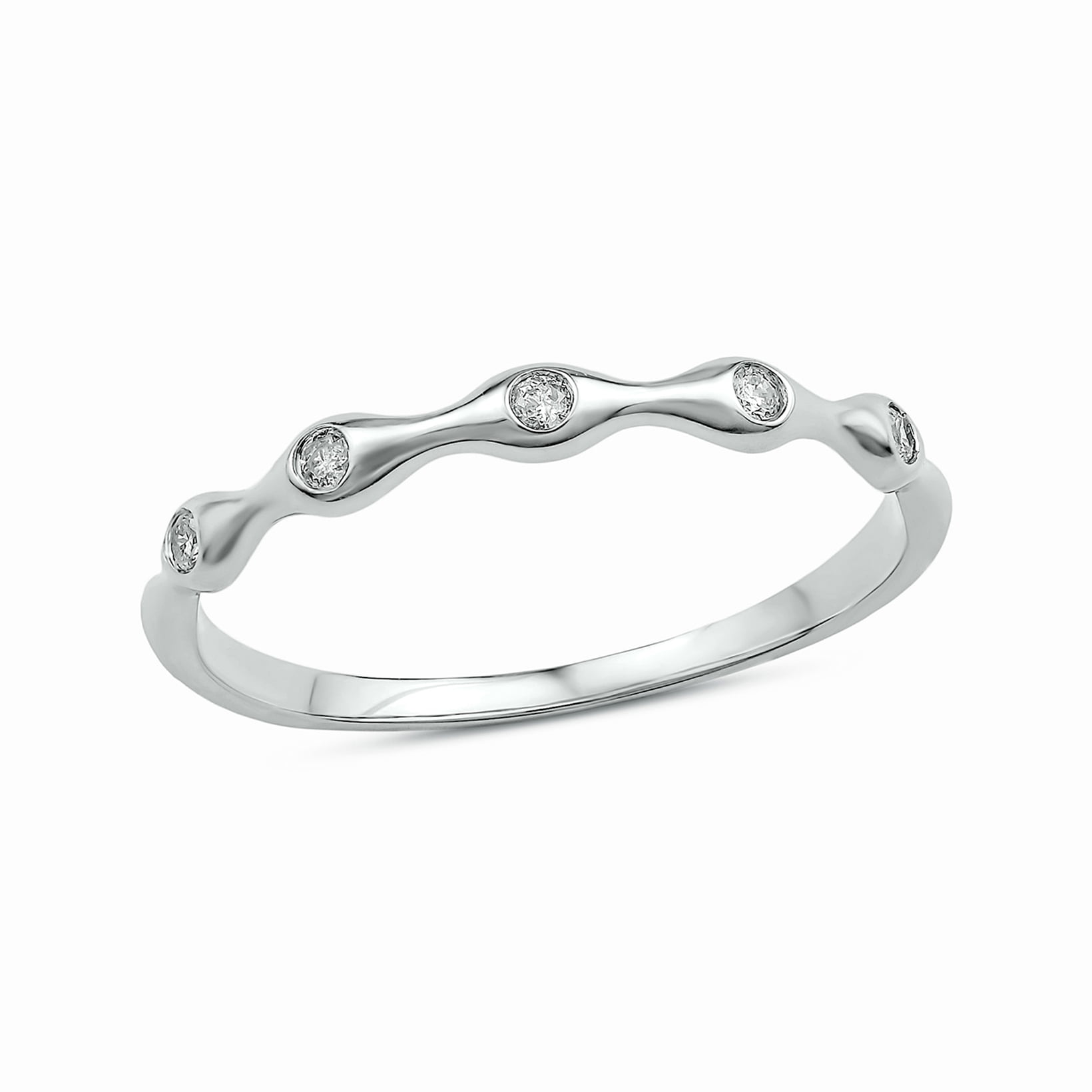 Cali Trove 1/20 Ct Natural Diamond Band Ring for Women in 925 Sterling ...