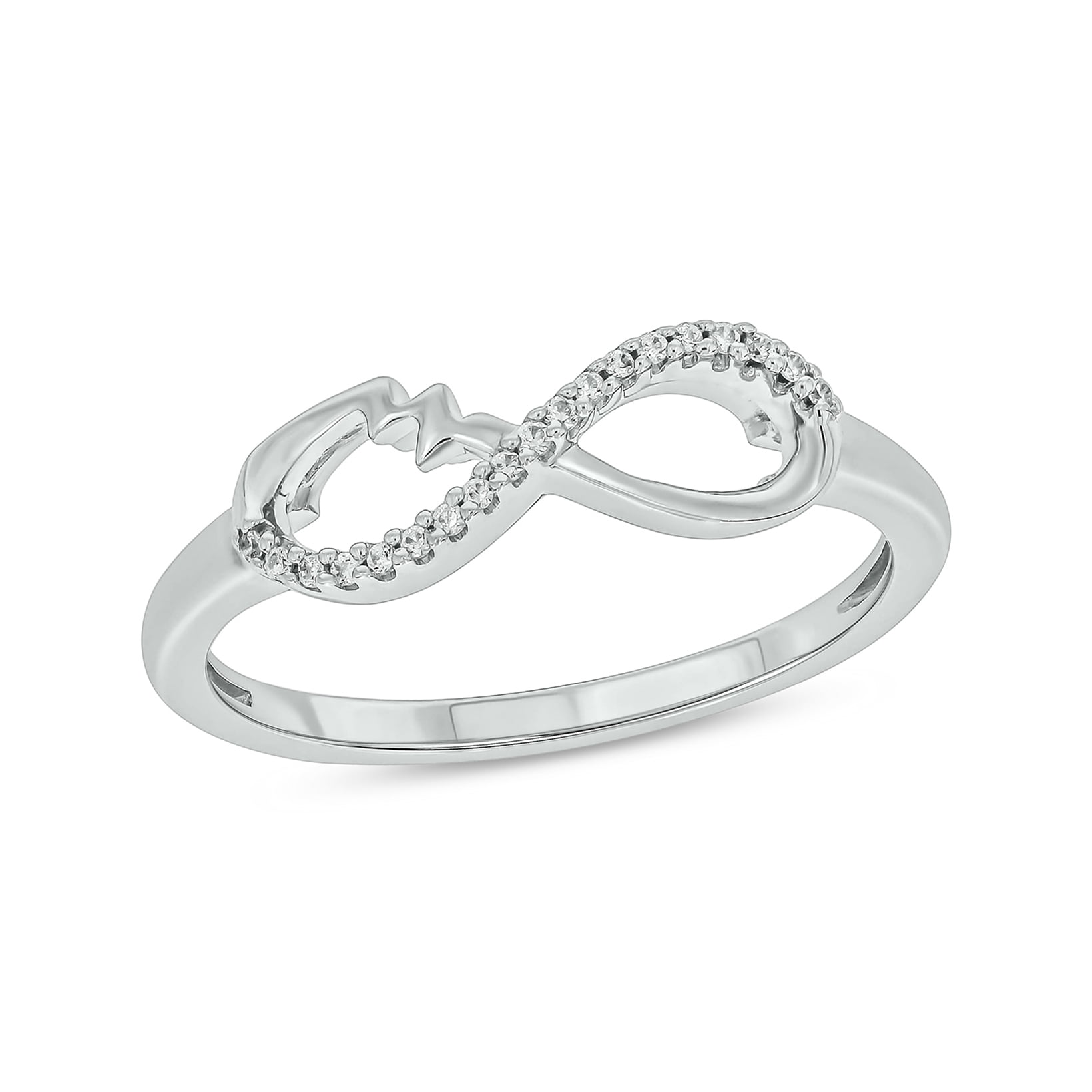 Cali Trove 1/20 Ct Natural Diamond Interlocked Infinity Ring for Women ...