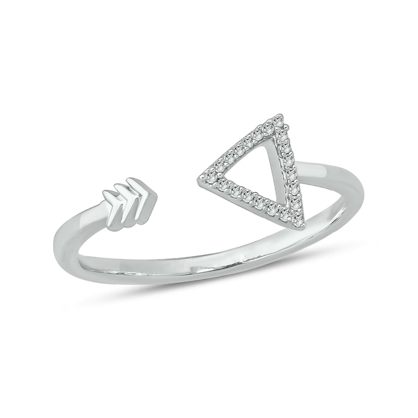 Cali Trove 1/20 Ct Natural Diamond Triangle Open Band Ring for Women in ...