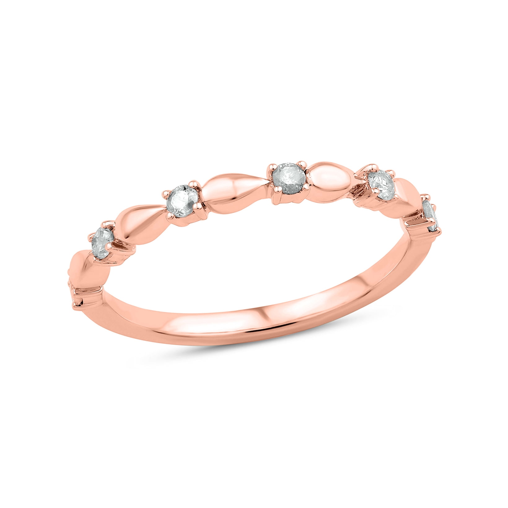 Cali Trove 1/6 Ct Natural Diamond Cluster Band Ring for Women 18K Rose ...