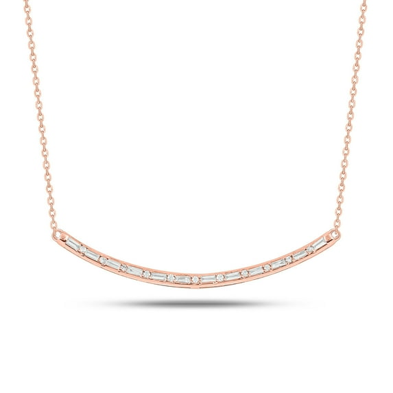 Cali Trove 1/6 Ct Natural Diamond Curved Bar Necklace in 18 KT Rose ...