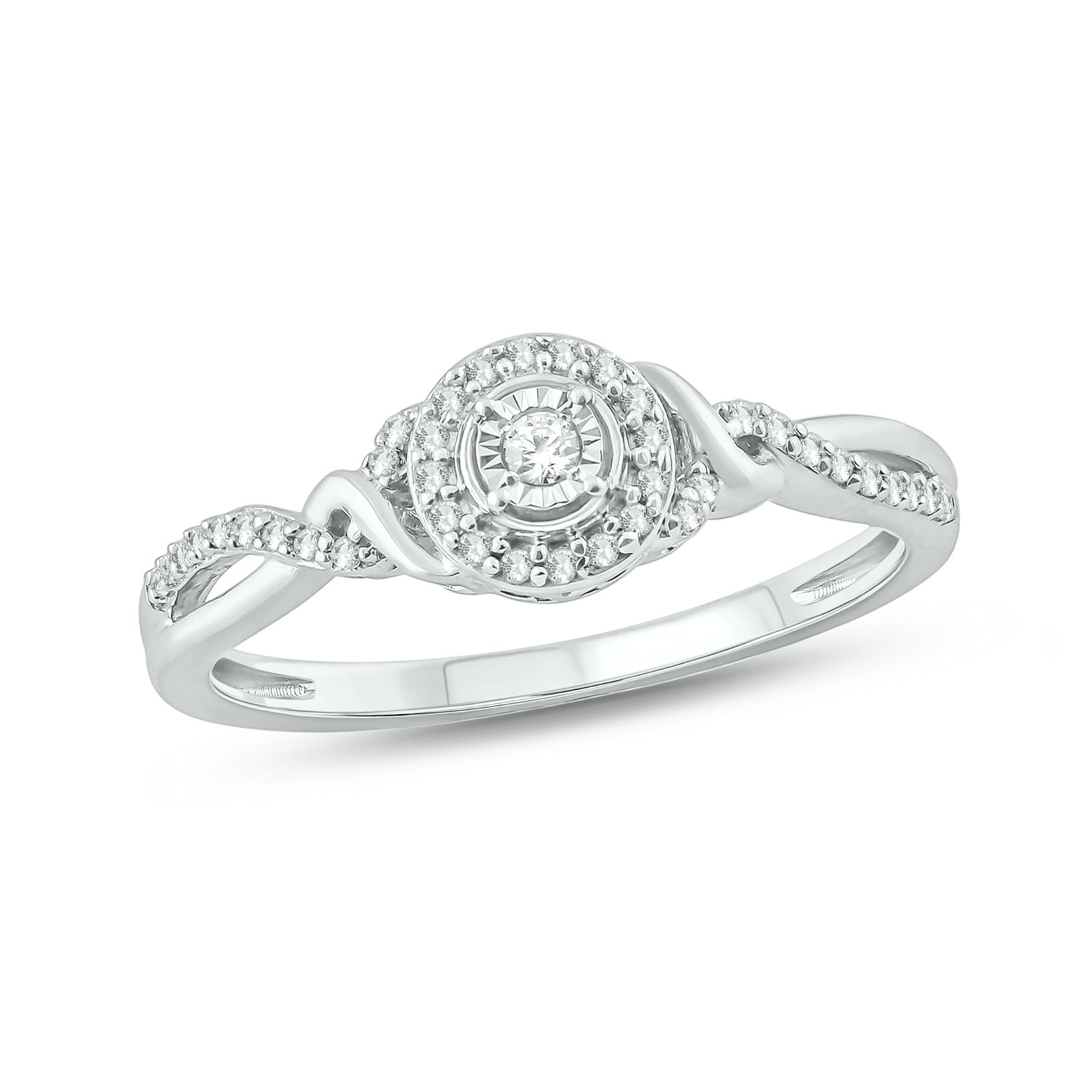 Cali Trove 1/6 Ct Natural Diamond Promise Ring for Women 925 Sterling ...
