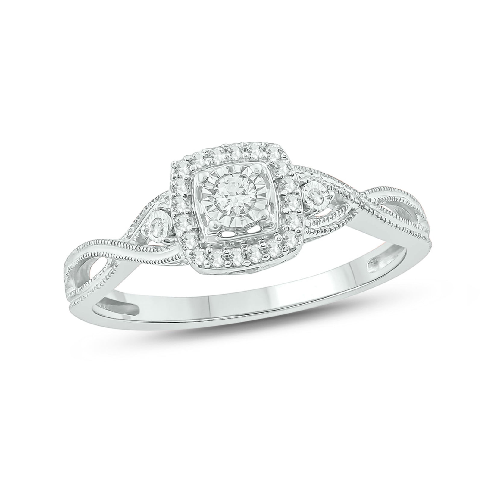 Cali Trove 1/6 Ct Natural Diamonds Promise Rings | Twisted Shank and ...