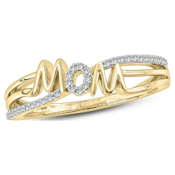 Cali Trove 10KT Yellow Gold Diamond Mom Ring, 1/10 Ct Round White Diamonds - Walmart.com
