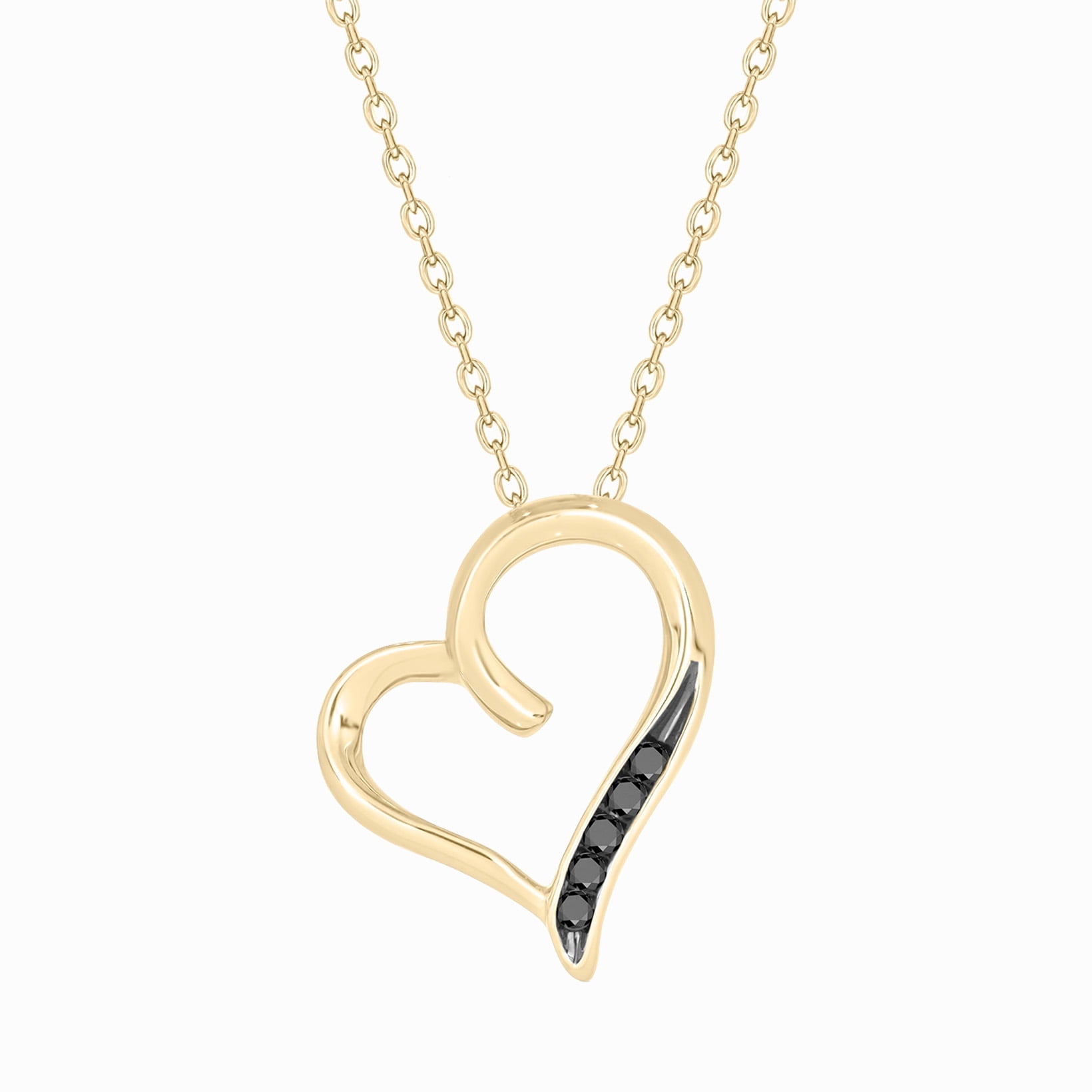 Cali Trove Black Diamond Heart Necklace 1/20 Ct in 14KT Yellow Gold ...