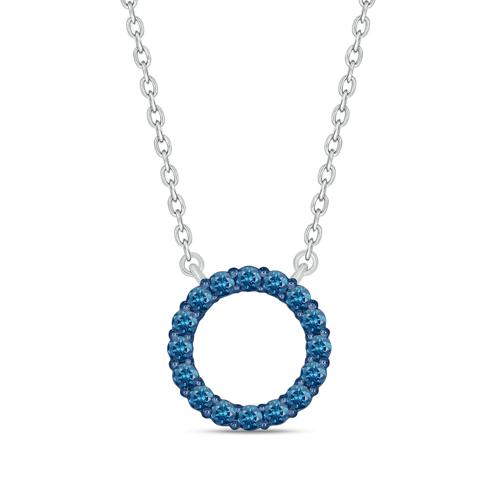Cali Trove Blue Diamond Round Necklace | 925 Sterling Silver Necklace ...