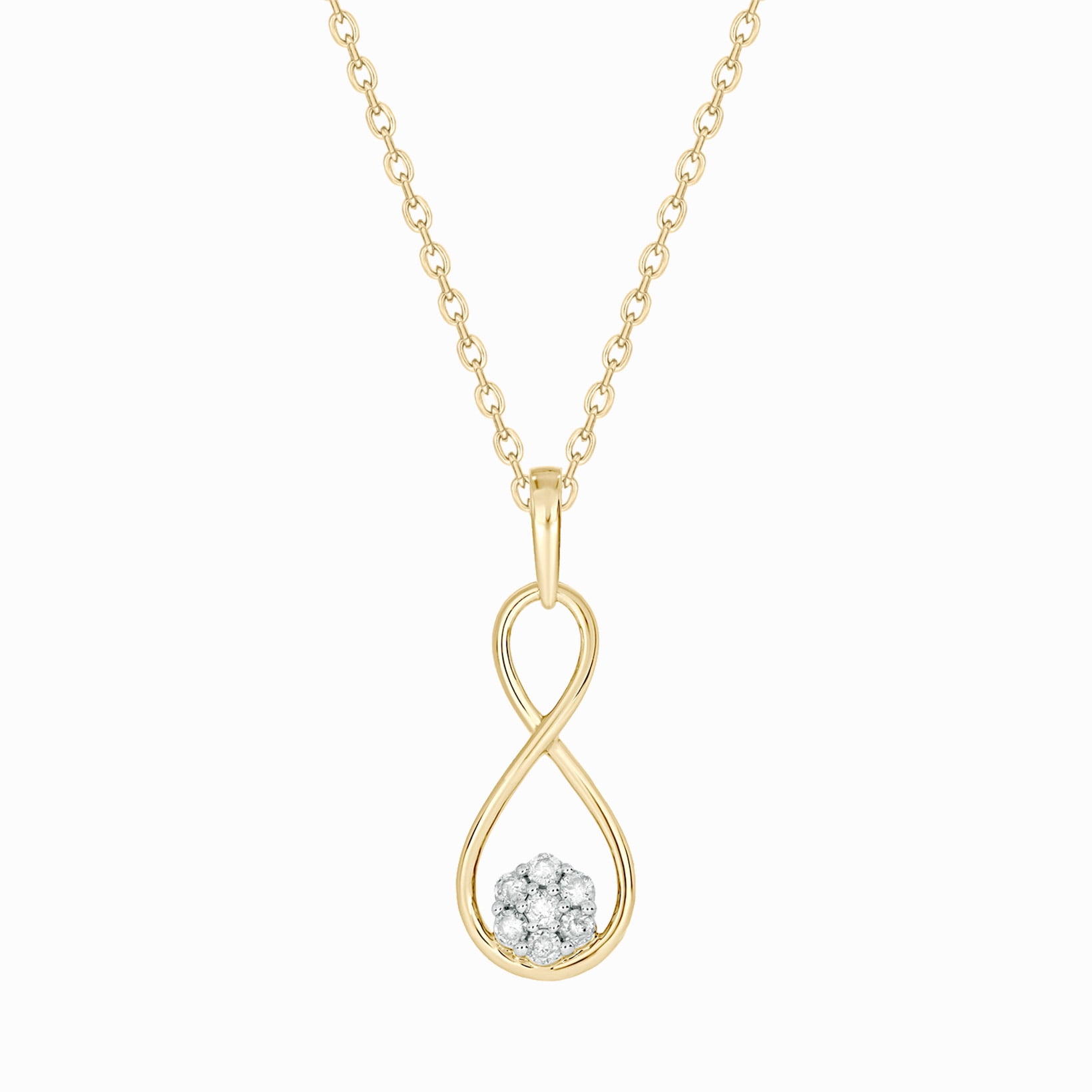 Cali Trove Diamond Floral Infinity Pendant Necklace 1/10 Ct in 18KT ...