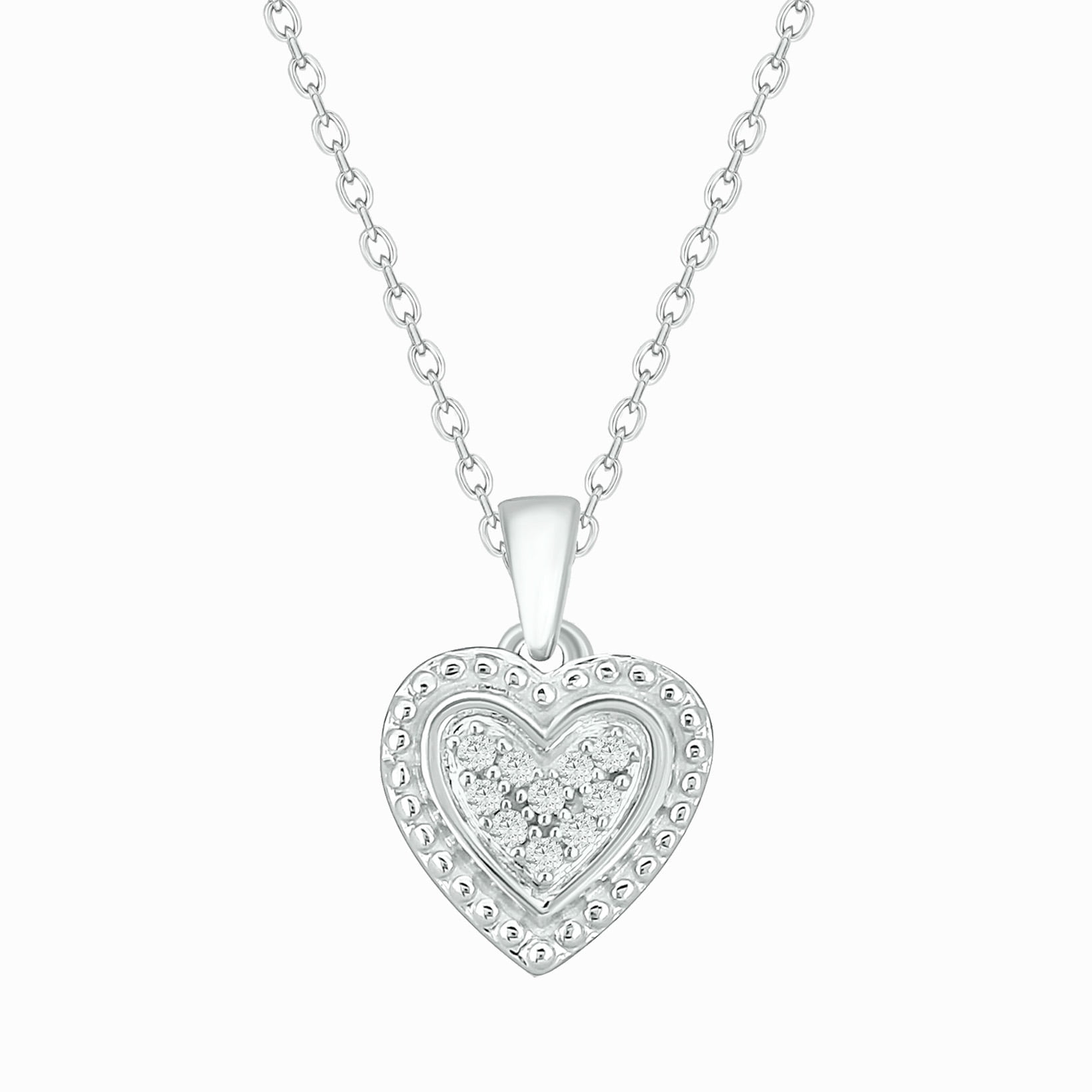 Cali Trove Diamond Heart Pendant Necklace 1/20 Ct Natural Diamonds 925 ...