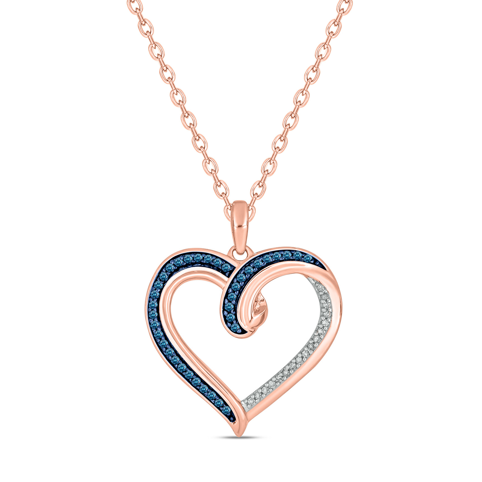 Cali Trove Diamond Heart Pendant Necklace 1/4 Ct Blue & White Natural ...