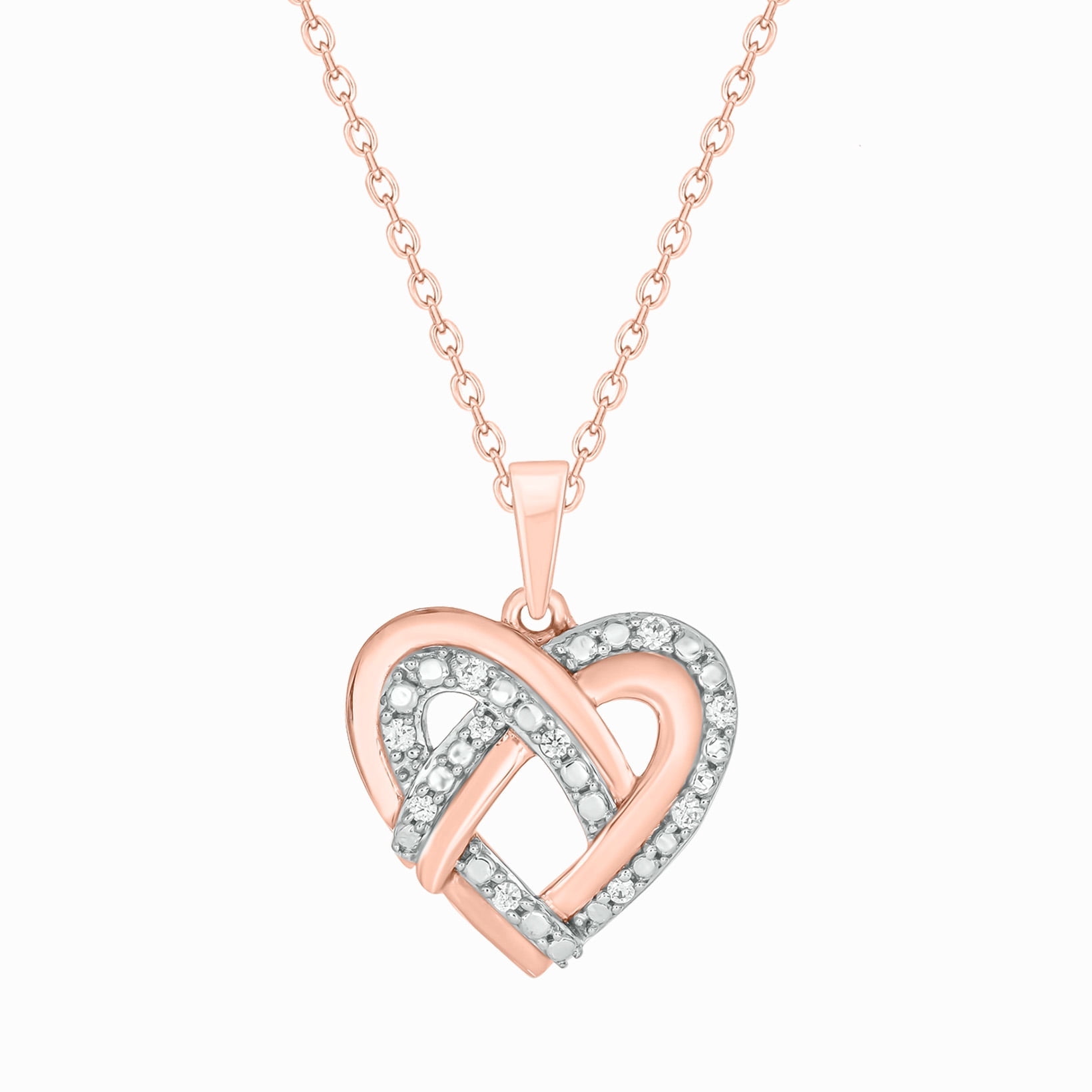 Cali Trove Diamond Infinity Heart Pendant Necklace for Women 1/20 Ct ...