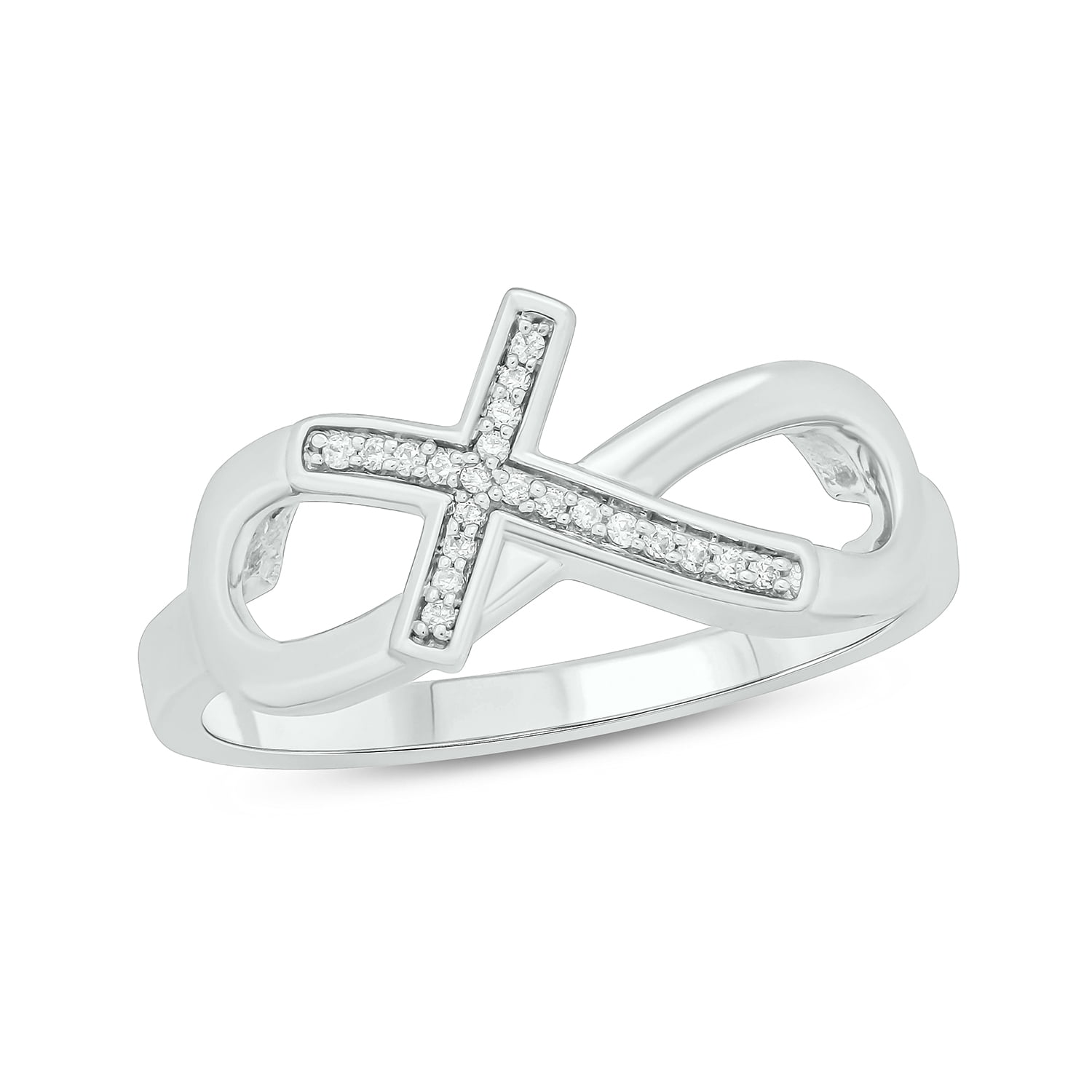 Cali Trove Sterling Silver 1/20 CT Round White Diamond Infinity Cross ...