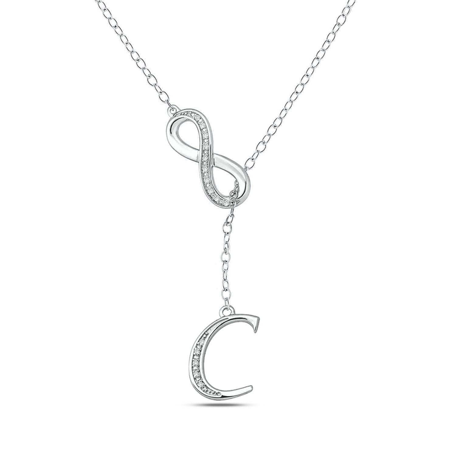 Cali Trove Sterling Silver Diamond Accent "C" Alphabet Fashion Necklace ...