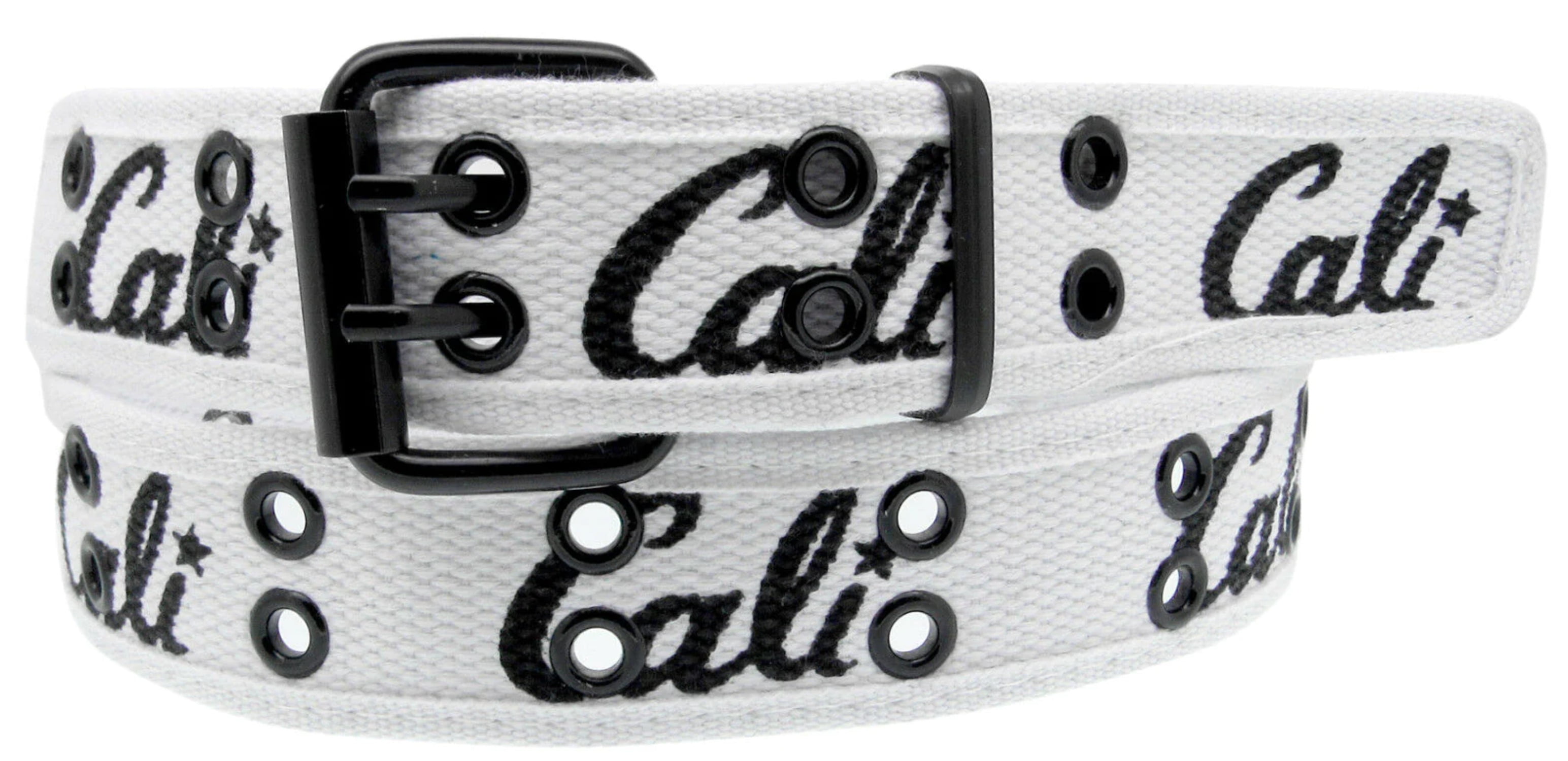 Cali White 2 Holes Row Metal Grommet Stitched Canvas Fabric Web Belt ...