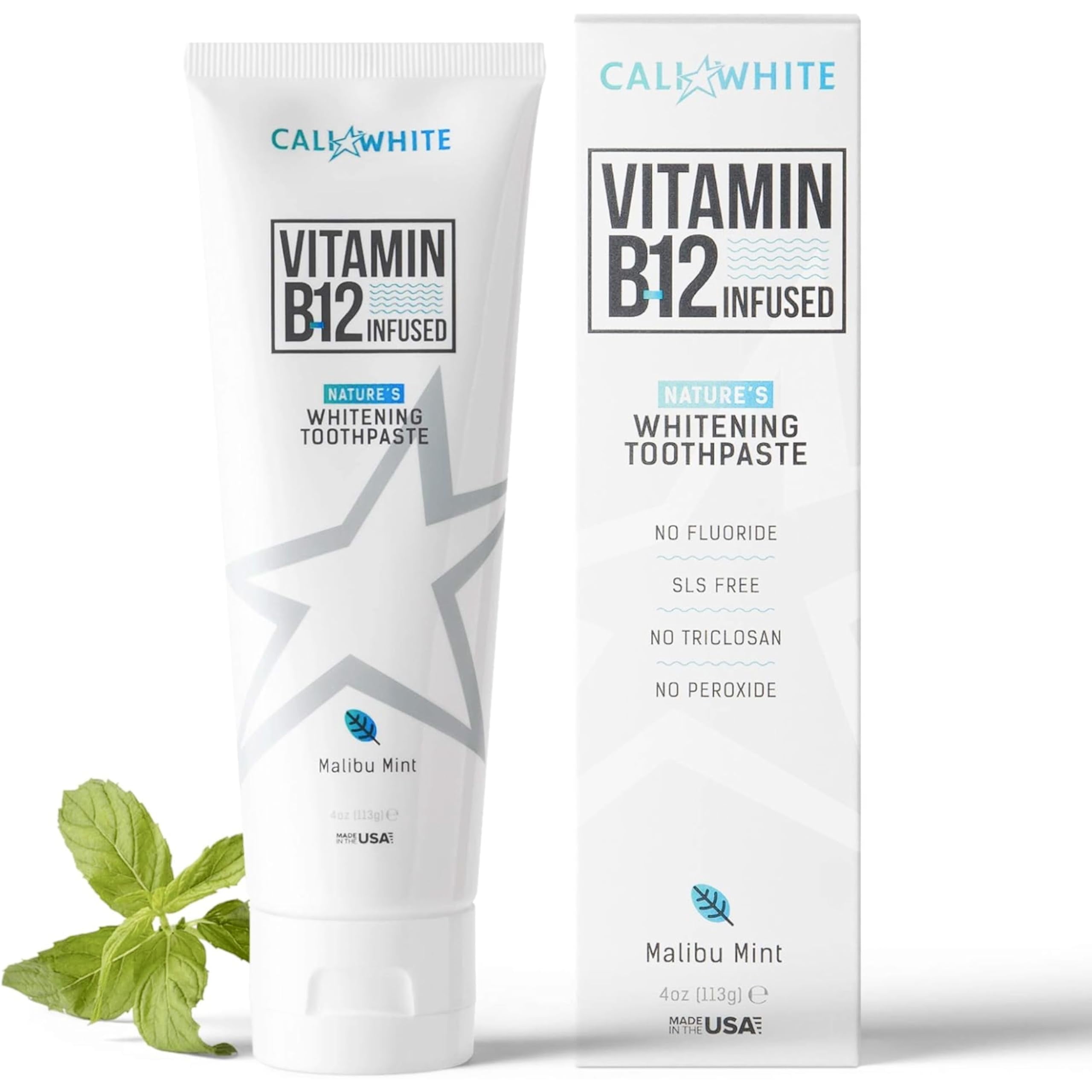 Cali White No Flouride Whitening Toothpaste, Infused with Vitamin B12 ...