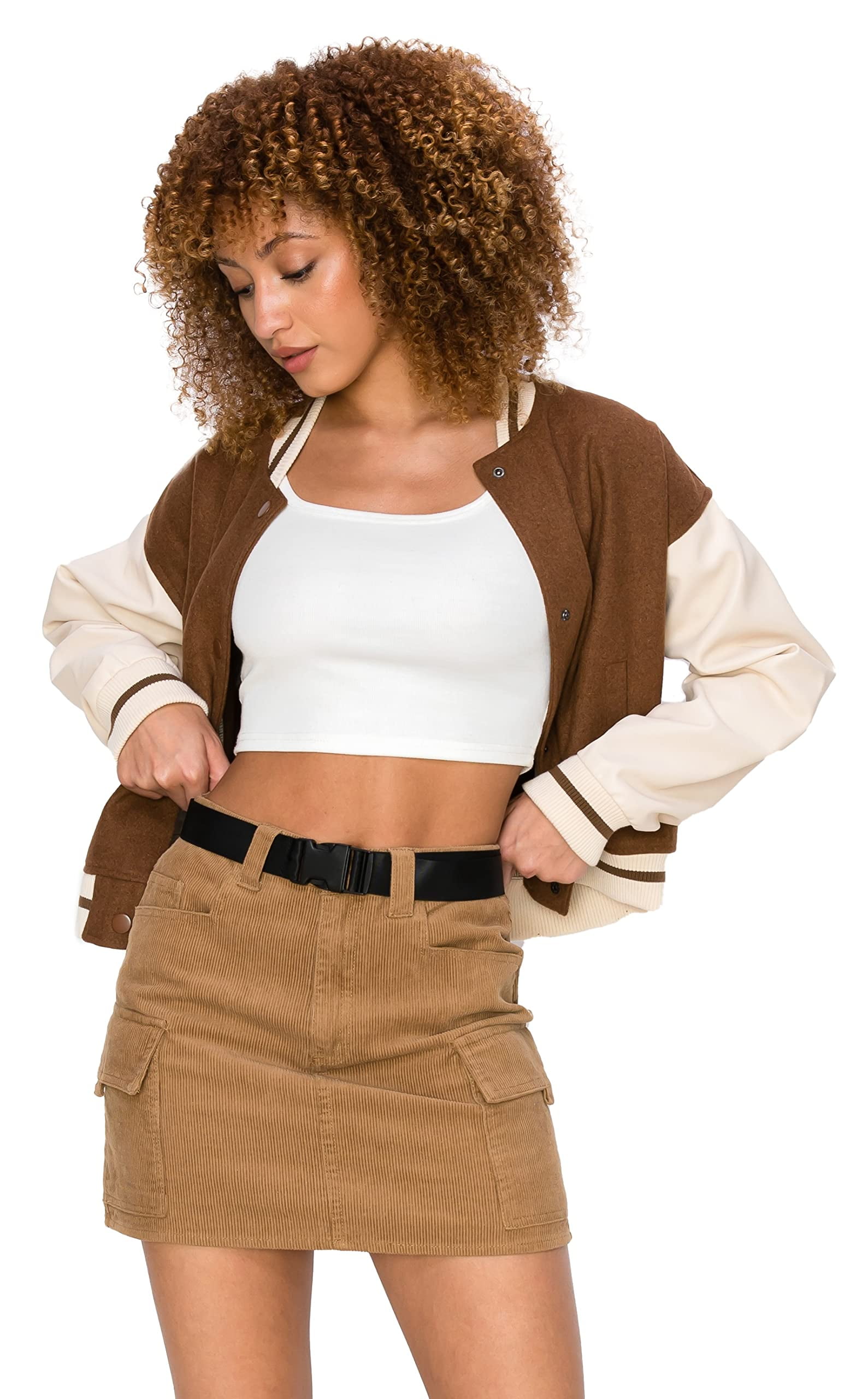 Cali1850 Women's Cargo Mini Skirts Corduroy Belted Casual Stylish ...