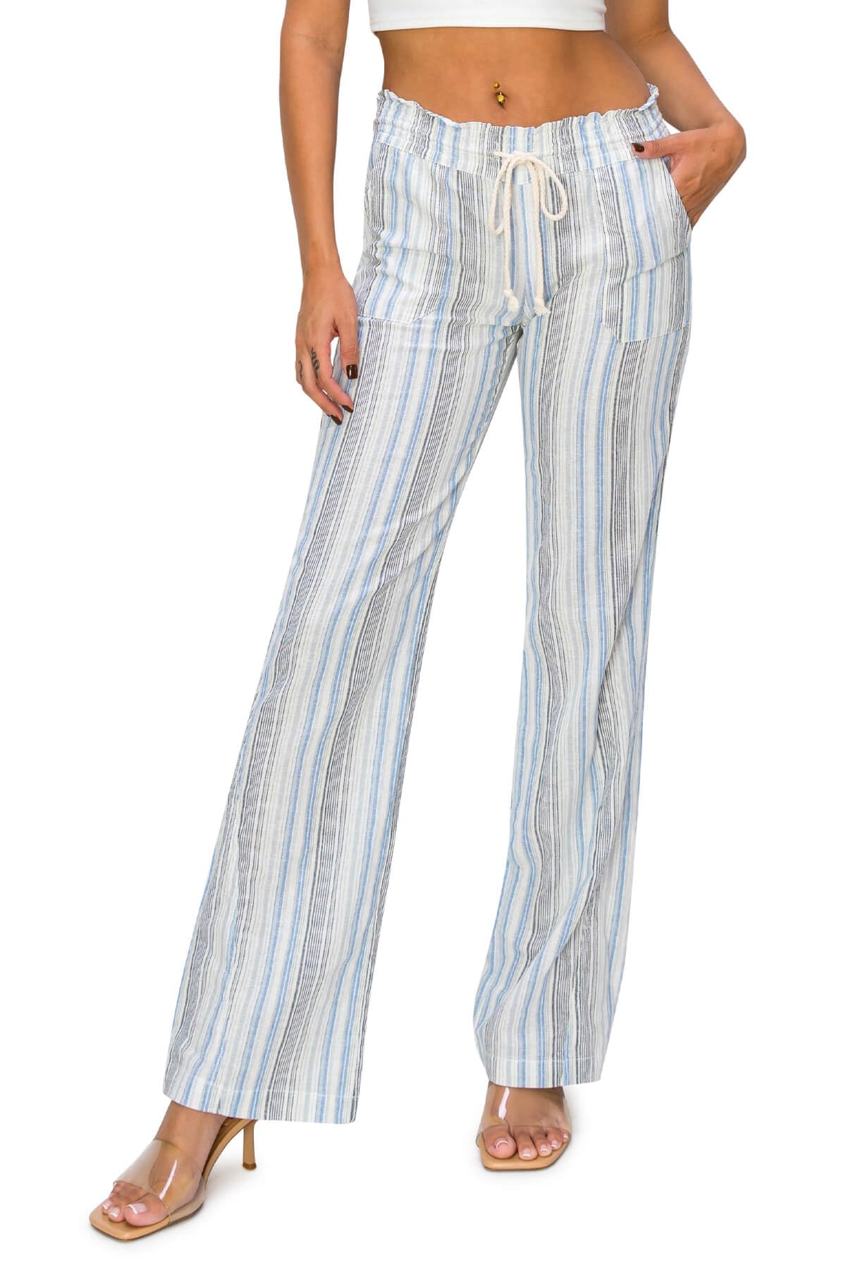 Find Your Perfect Time and Tru Women's Linen Blend Pants with Smocked ...