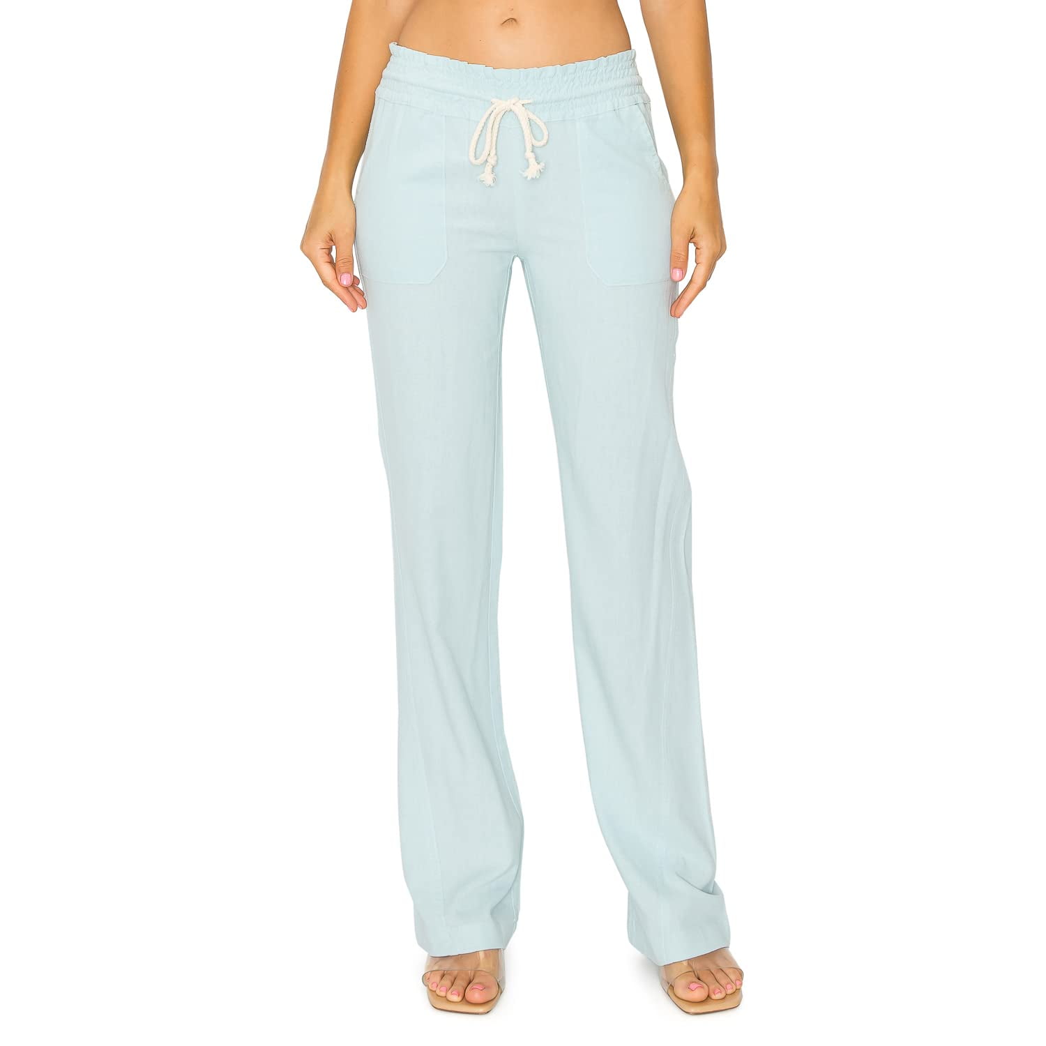 Cali1850 Women's Casual Linen Pants 32" Inseam Oceanside Drawstring ...