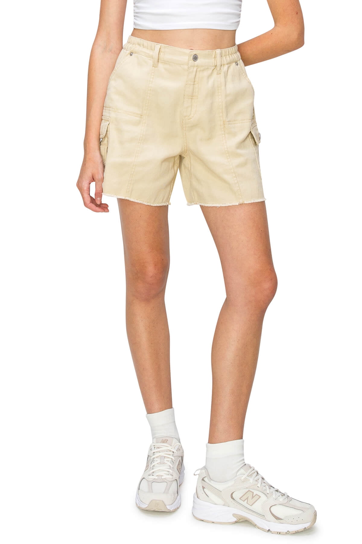 Cali1850 Women's High Rise Twill Cargo Shorts with Side Pockets Strap ...