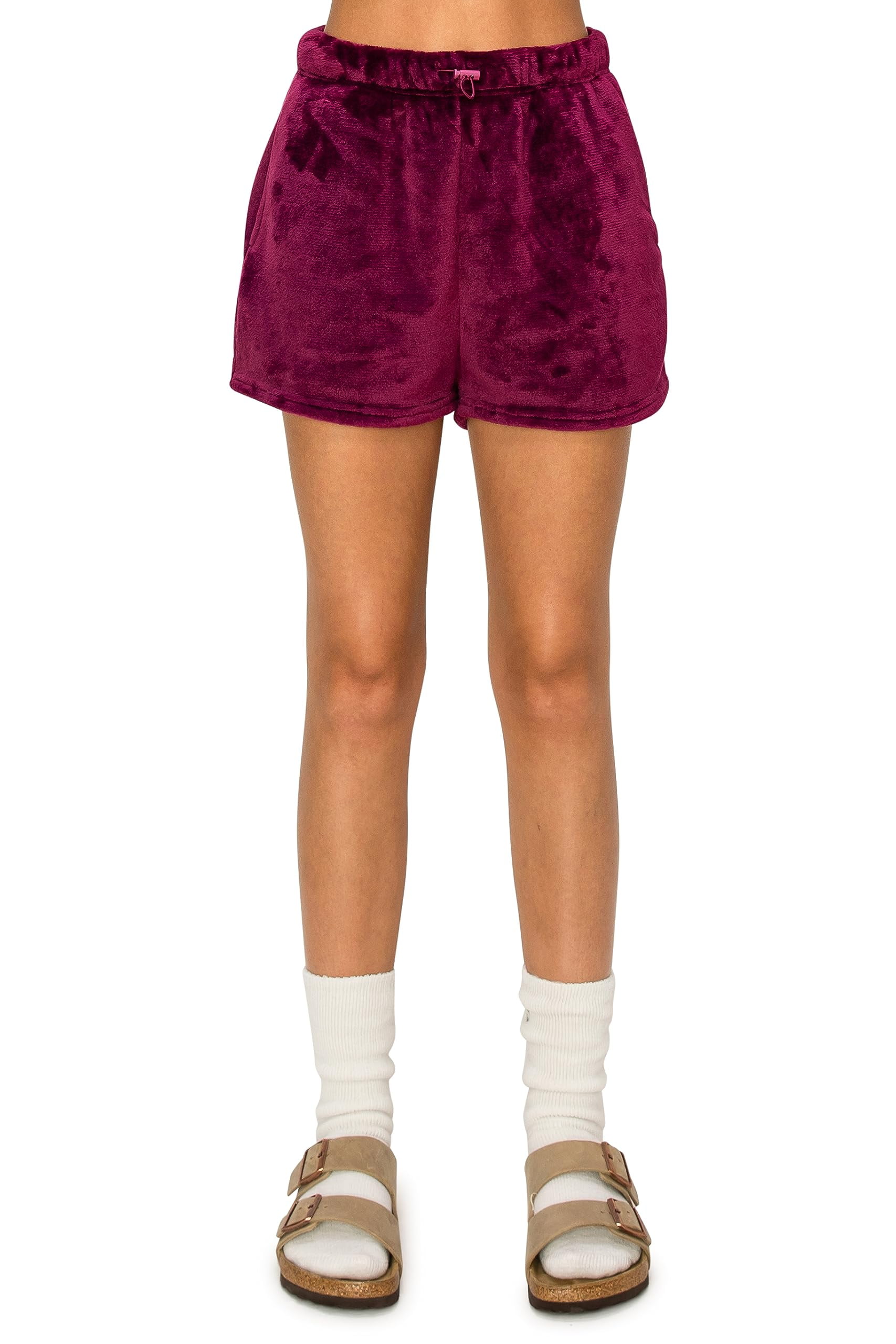 Cali1850 Women's Sherpa Shorts Sweatpants Bungee with Elastic ...