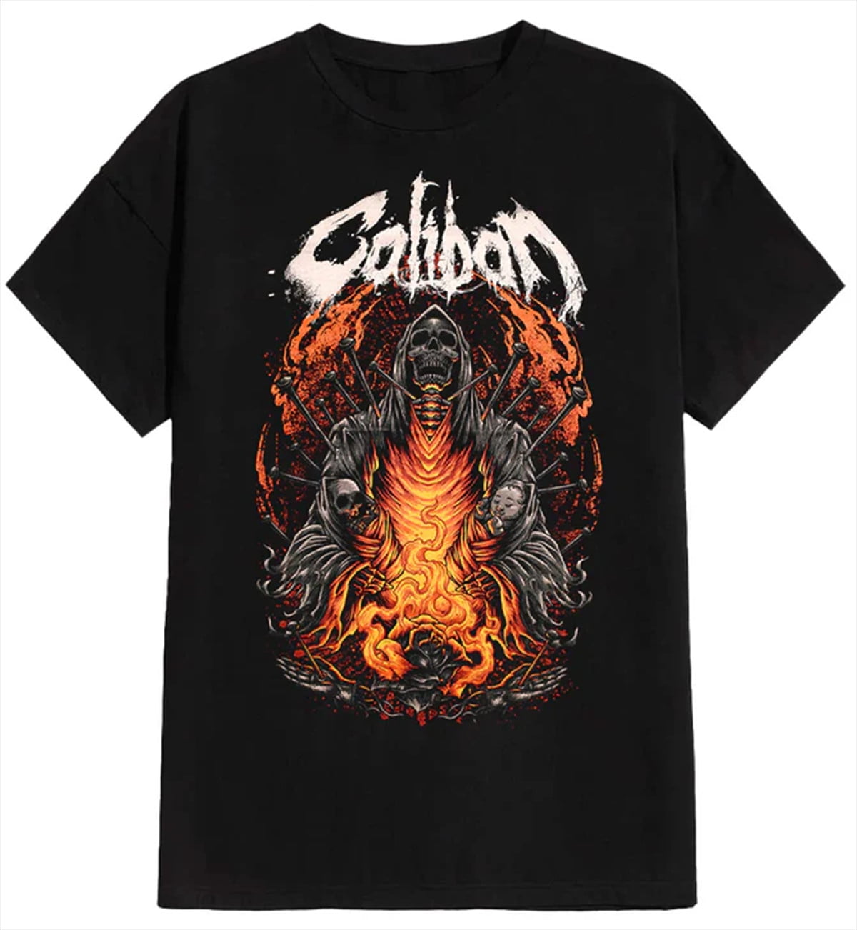 Caliban Nailed Skull T-Shirt Cotton Black Full Size Unisex Shirt s-5xl ...