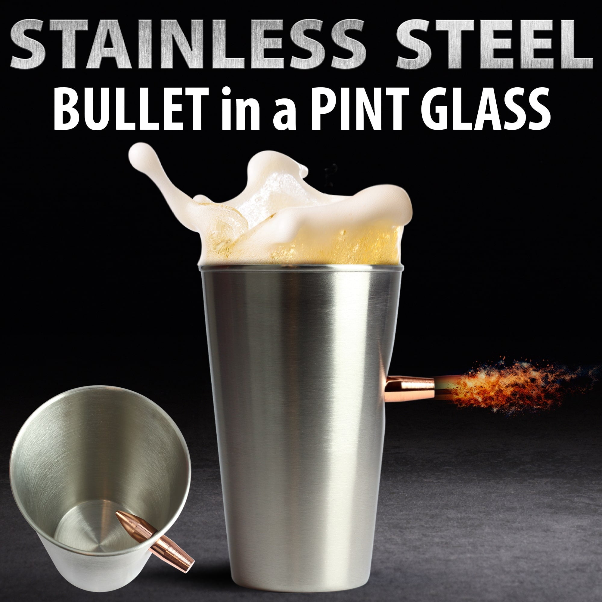 Caliber Gourmet Bullet Pint Glass - Stainless Steel - Walmart Business ...