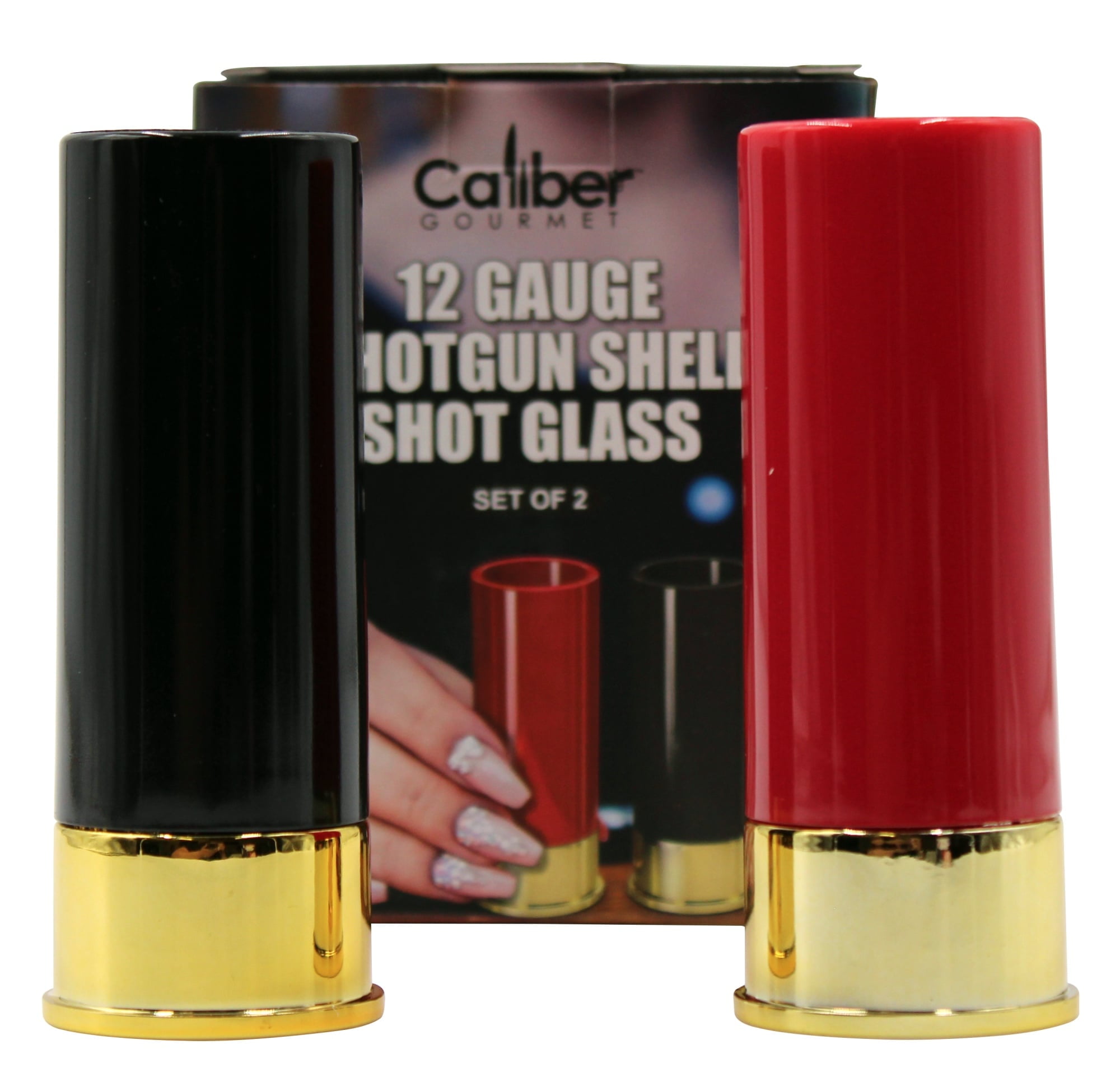 Caliber Gourmet Shotgun Shell Shot Glasses, Set of Two, Black and Red ...