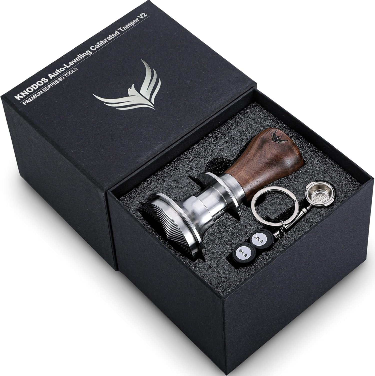 Calibrated Espresso Tamper 58mm Walnut, Auto-Leveling and 30lb Spring ...