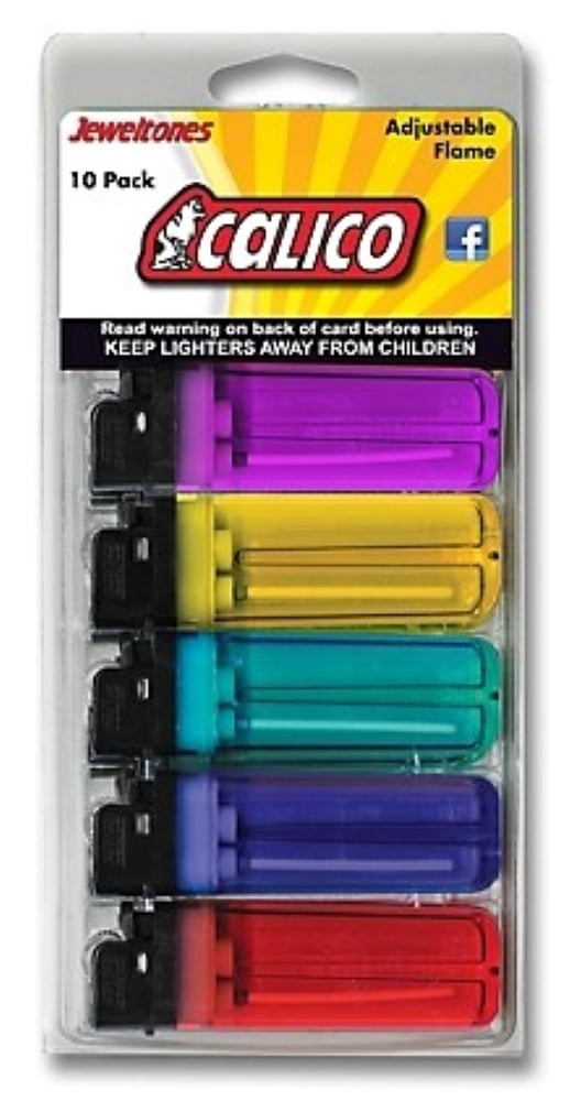 Calico Multicolor Jeweltones Pocket Lighters, 10-Pack, Translucent ...