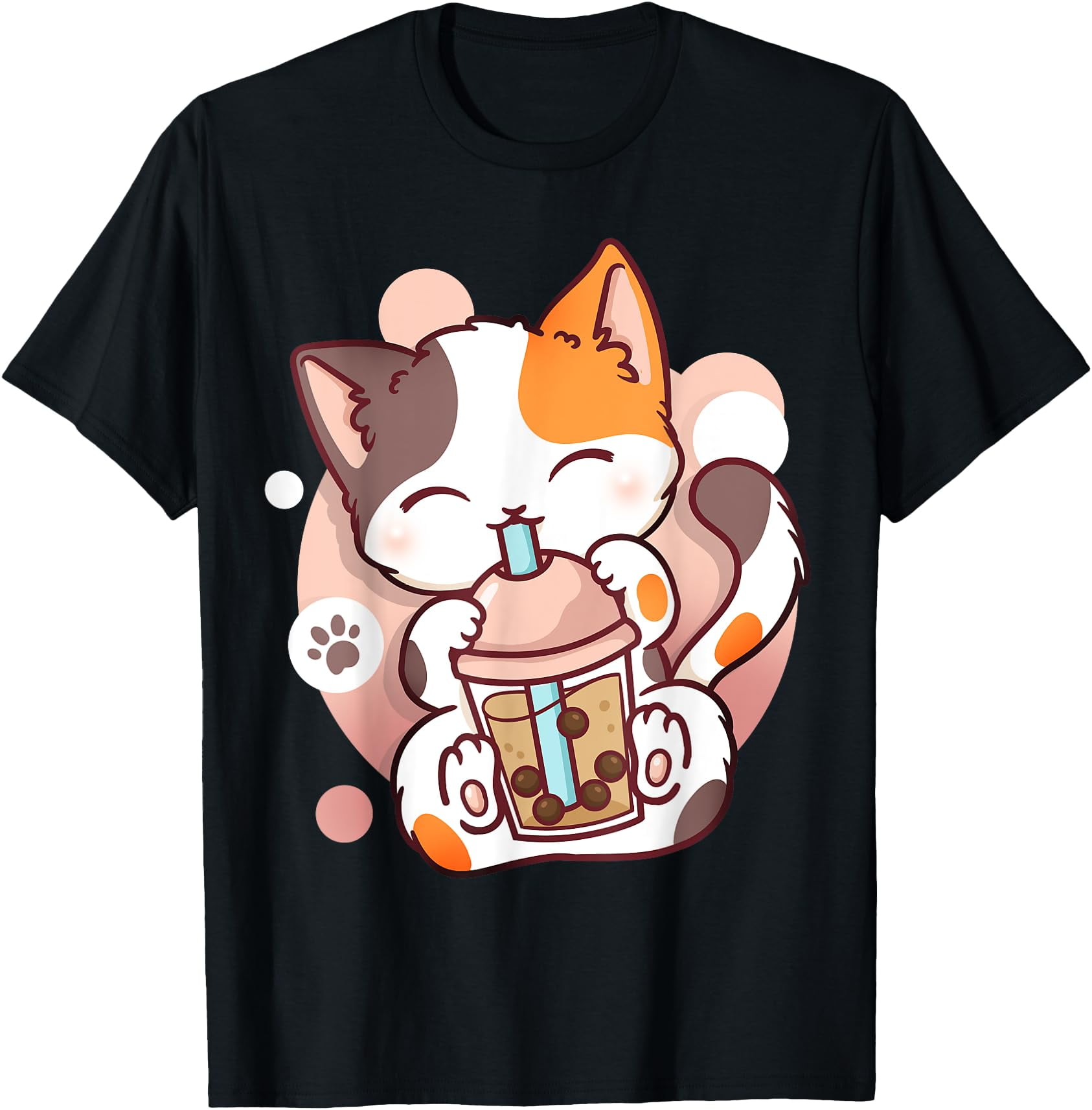 Calico Cat Boba Tea Bubble Tea Anime Kawaii Neko T-Shirt,Irish Green ...