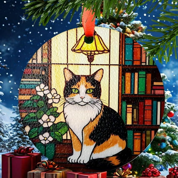 Calico Cat Christmas Ornament, Ceramic/Acrylic Ornament, Mother’s Day ...