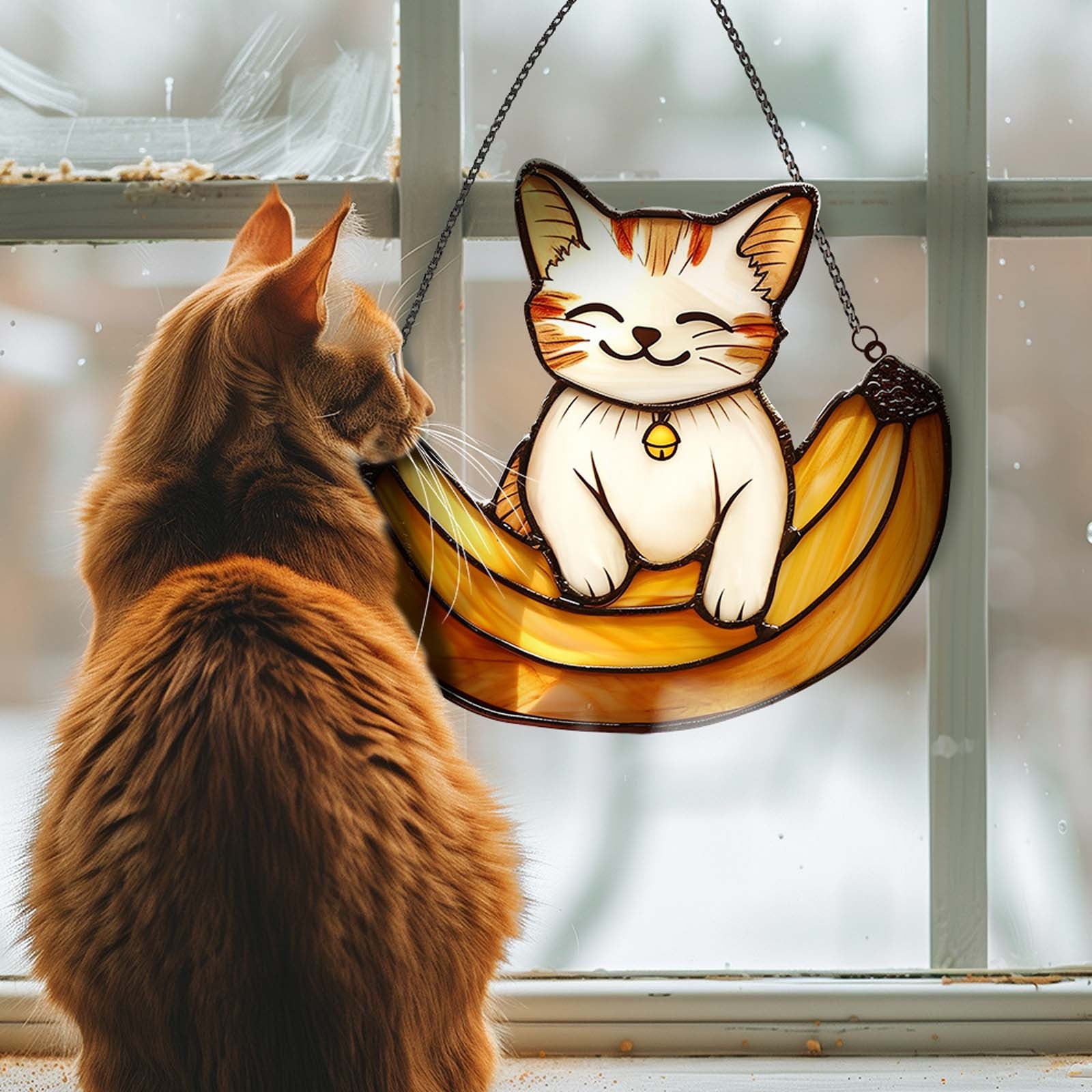 Calico Cat Glass Sun Catcher Calico Cat Acrylic Window Hangings With ...