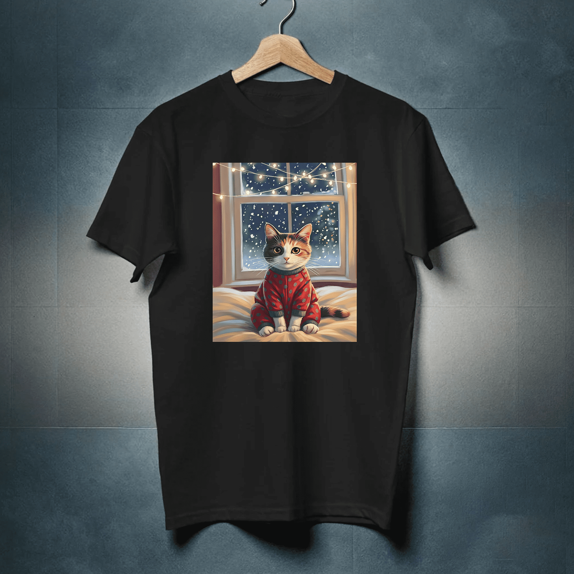 Calico Cat In Christmas Pajamas Graphic Unisex Sweatshirt Cute Retro ...