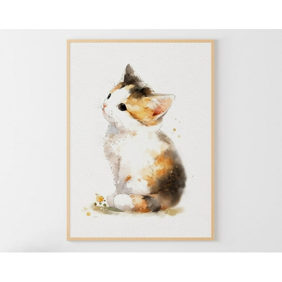 Calico Cat Kitten Poster Cute Kitty Artwork Baby Room Poster Nursery ...