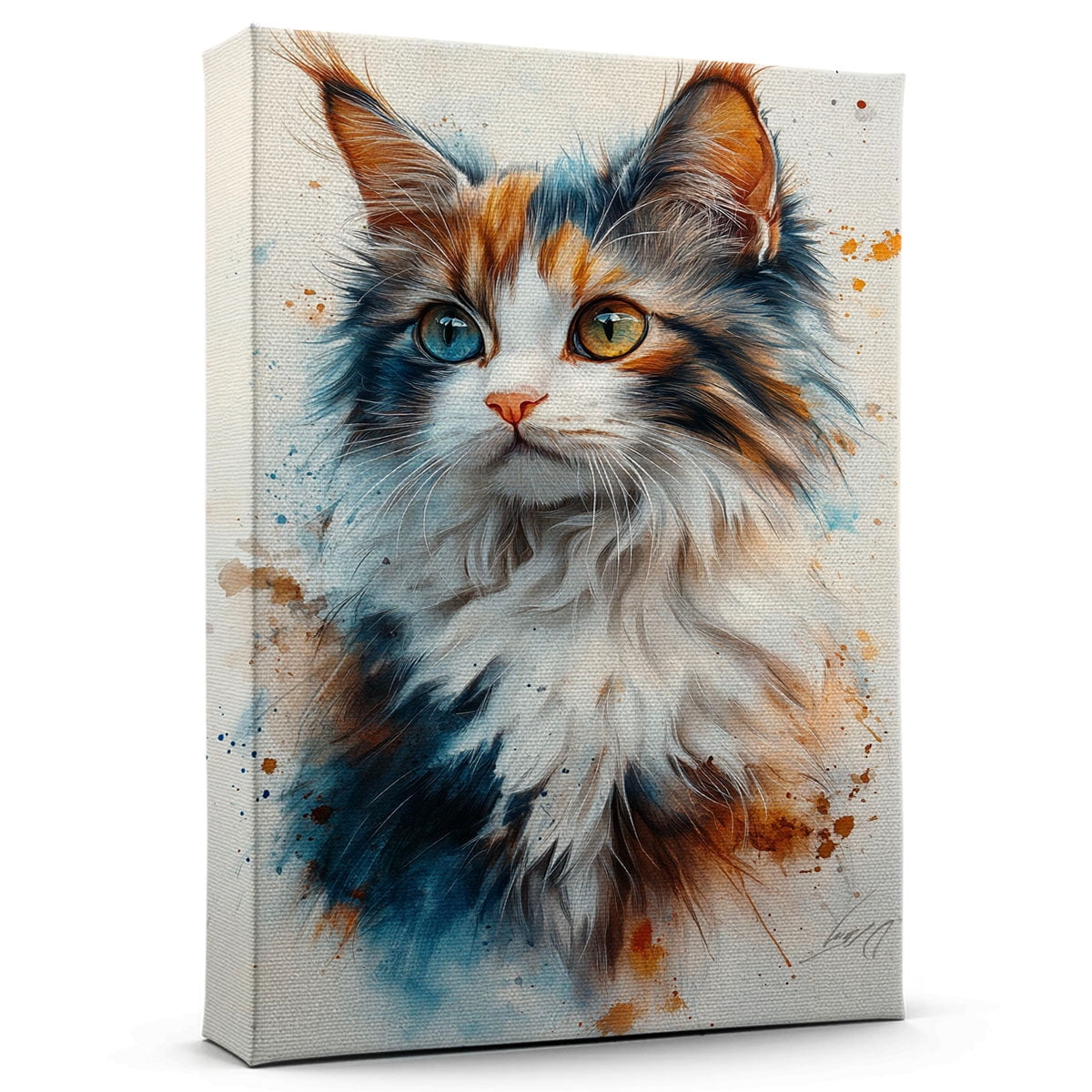 Calico Cat Longhaired Canvas Art Animals, Colorful Calico Cat ...