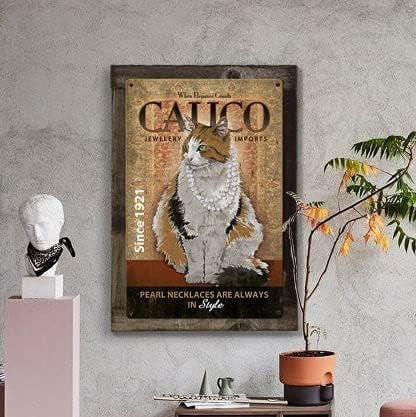 Calico Cat Metal Sign American Steel Art Vintage Metal Tin Sign Coffee ...