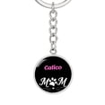 Calico Cat Mom Circle Keychain Stainless Steel Silver Tone or Gold Tone ...