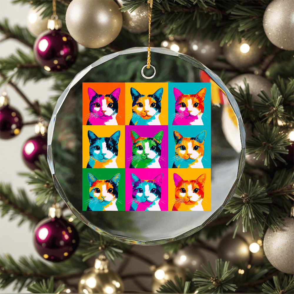 Calico Cat Pop Art Design with Vibrant Colors Ornament, Room Decoration ...