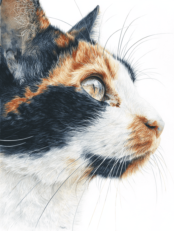 Calico Cat Portrait Canvas Wall Art, Animal Decor for Living Room ...