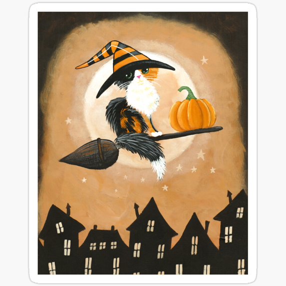 Calico Cat Pumpkin Delivery Sticker Phone Decal Water Bottle Stickers ...
