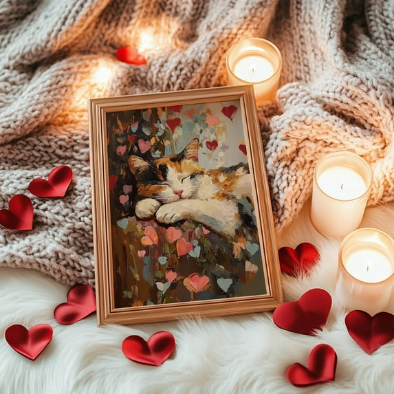 Calico Cat Valentine'S Day Poster, Valentine Cat Lover , Rustic ...