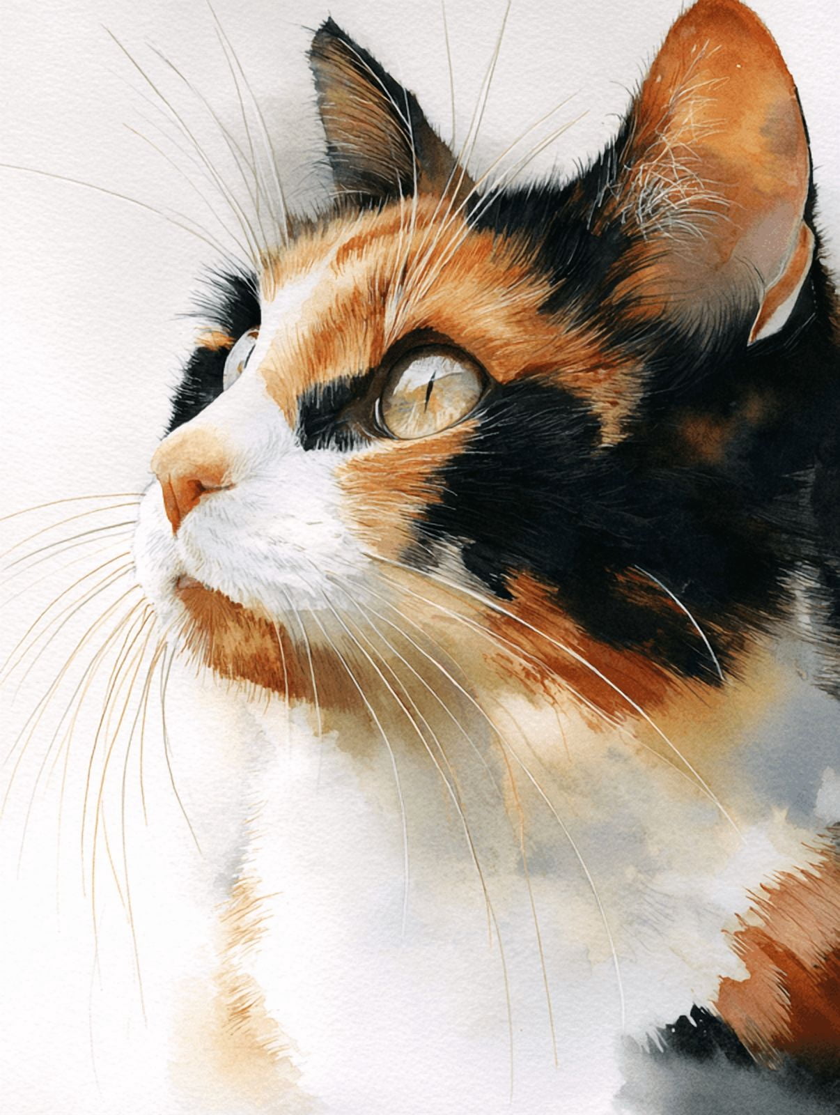 Calico Cat Watercolor Canvas Print Wall Art for Living Room Bedroom ...