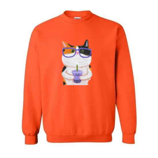 Calico Cat With Taro Boba Bubble Tea Lover Style Sweatshirt up to 5XL ...