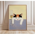 Calico Cat with Champagne Funny Wall Art Whimsical Animal Quirky Retro ...
