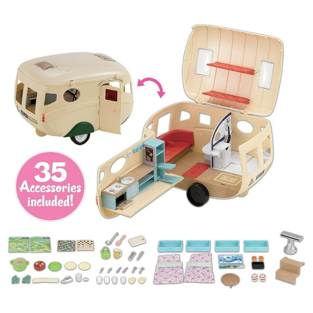 Calico Critters Caravan Family Camper, Toy Vehicle for Dolls with ...