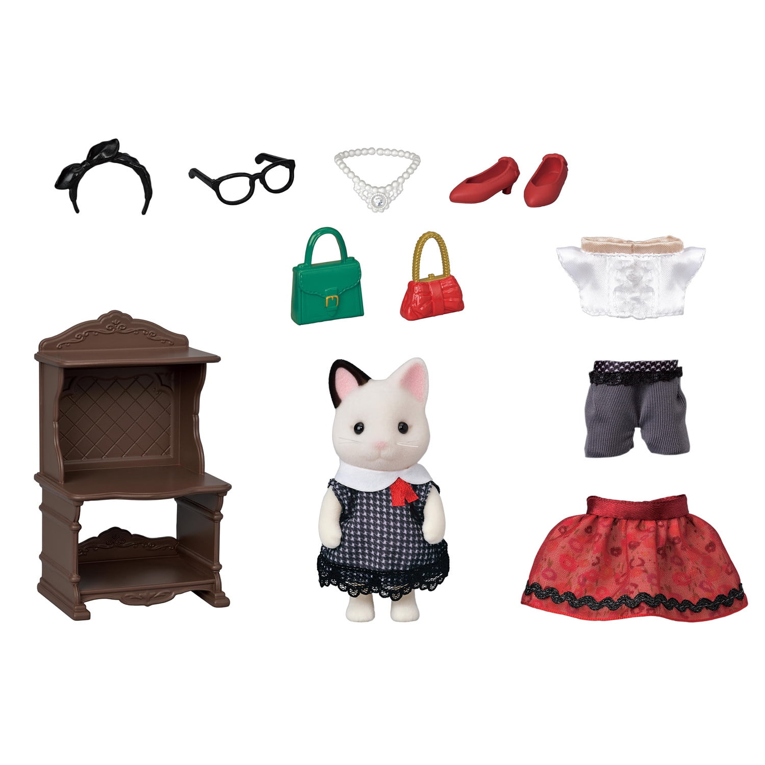Calico Critters Fashion Playset Tuxedo Cat, Dollhouse Playset with ...