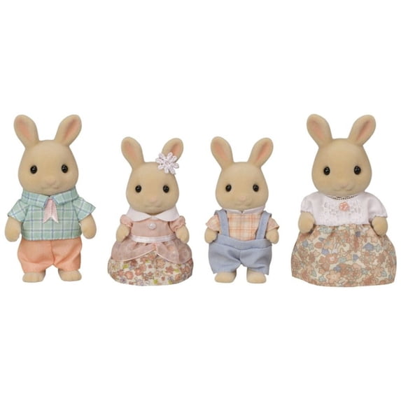 Calico Critters Milk Rabbit Family, 4 Poseable Figures, Removable ...