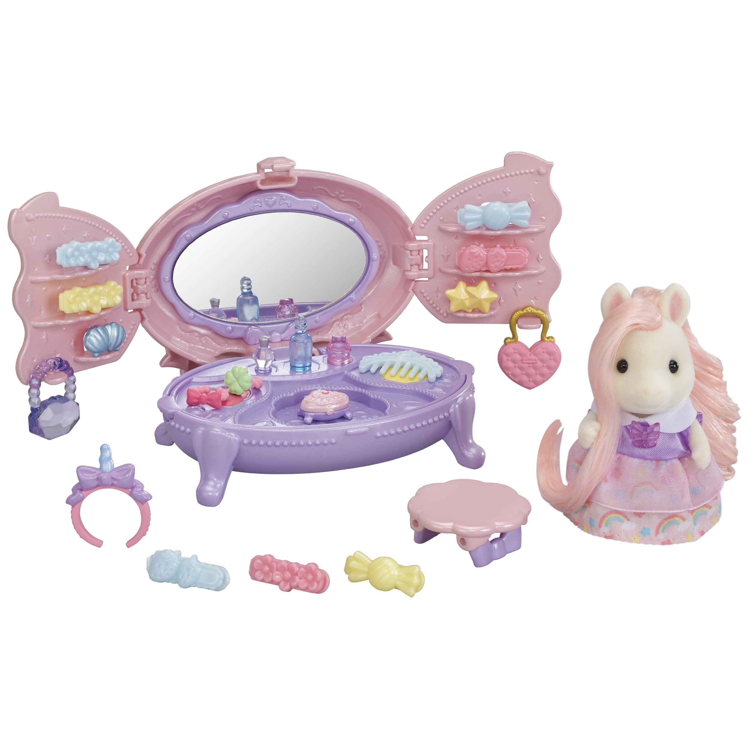 Calico Critters Pony's Vanity Dresser Set, Dollhouse Compact Playset ...