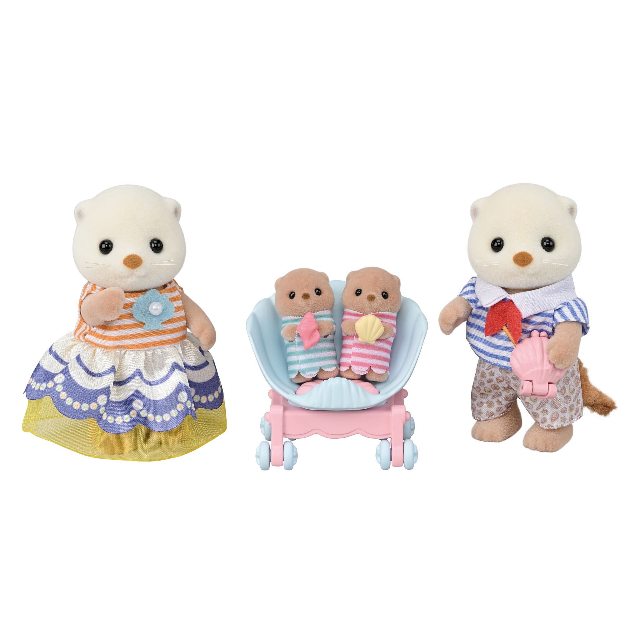 Calico Critters Sea Otter Family, Set of 4 Collectible Doll Figures ...
