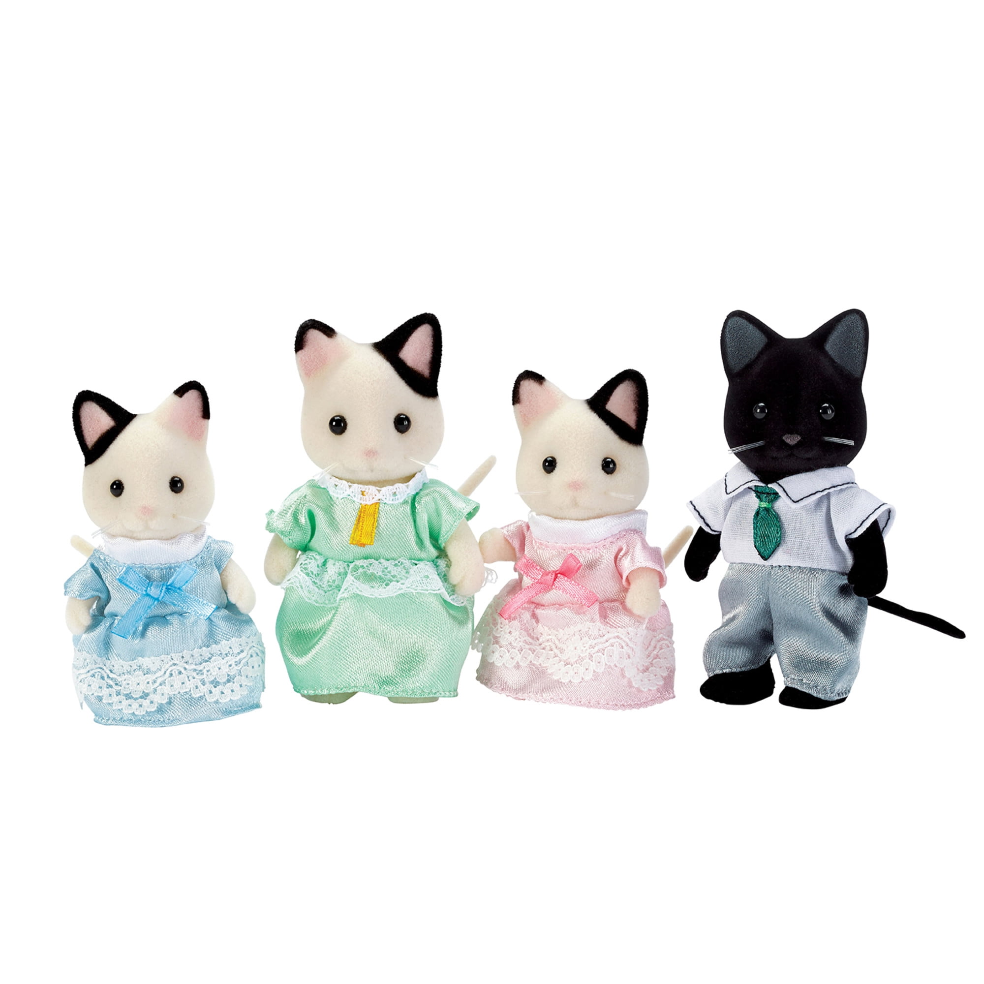 Calico Critters Tuxedo Cat Family, Set of 4 Collectible Doll Figures ...